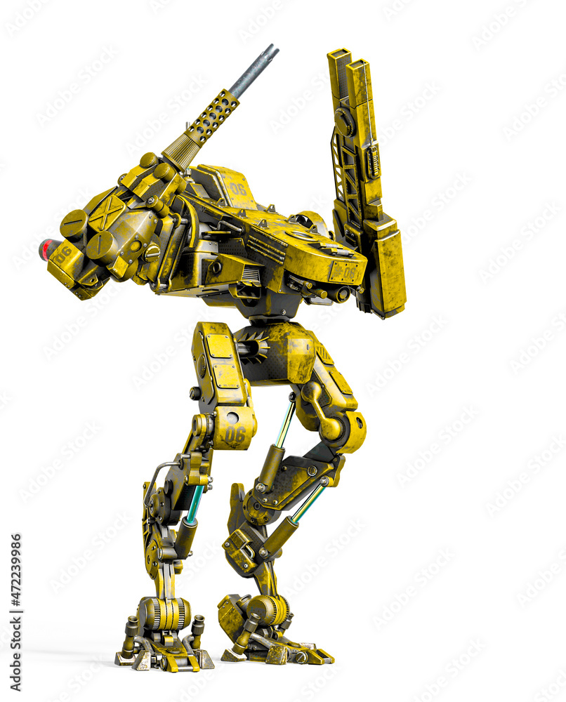 combat mech with arms up Stock Illustration | Adobe Stock