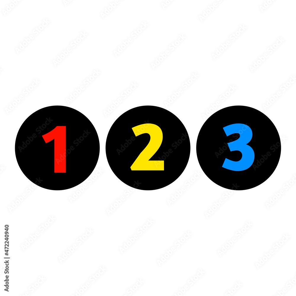 123 circle illustration, building blocks with numbers, logo design ...