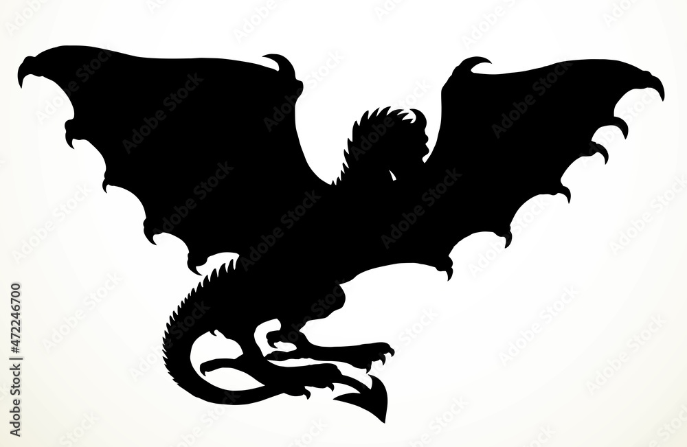 Poster Winged dragon. Vector drawing animal – Wall Art | UkPosters