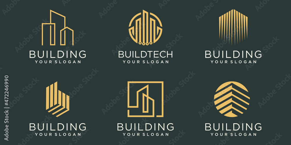 building logo icons set. city building abstract For Logo Design ...