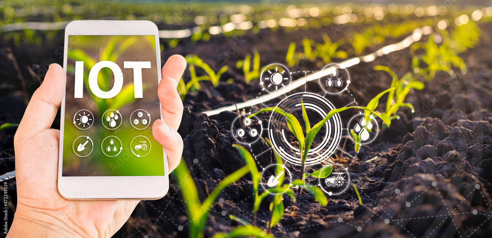 Foto de IOT smart farmer concept, Using IOT technology to control ...