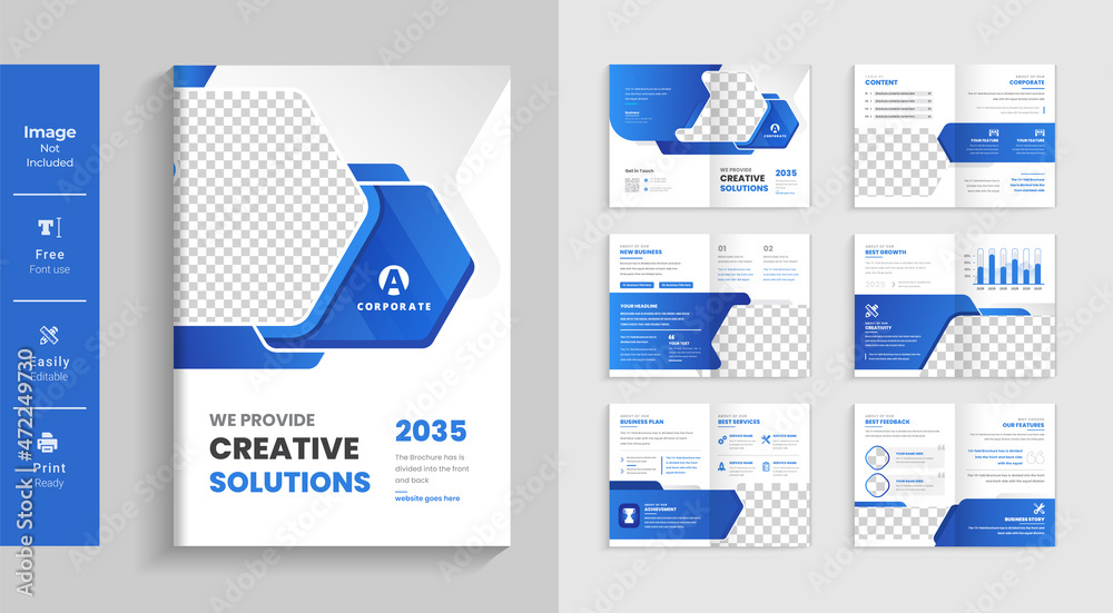 Modern company profile pages brochure design template layout, 12 pages ...