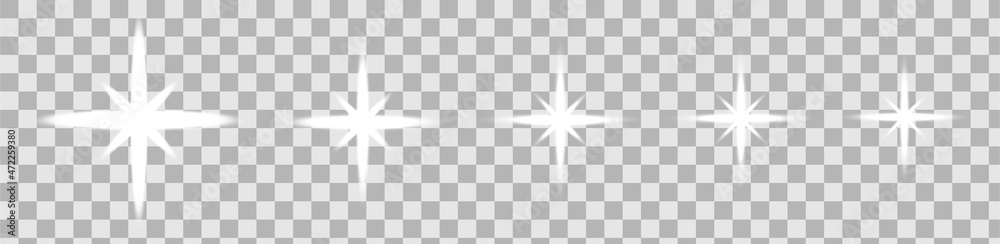 White glowing star set on transparent backdrop. Magical explosion with ...