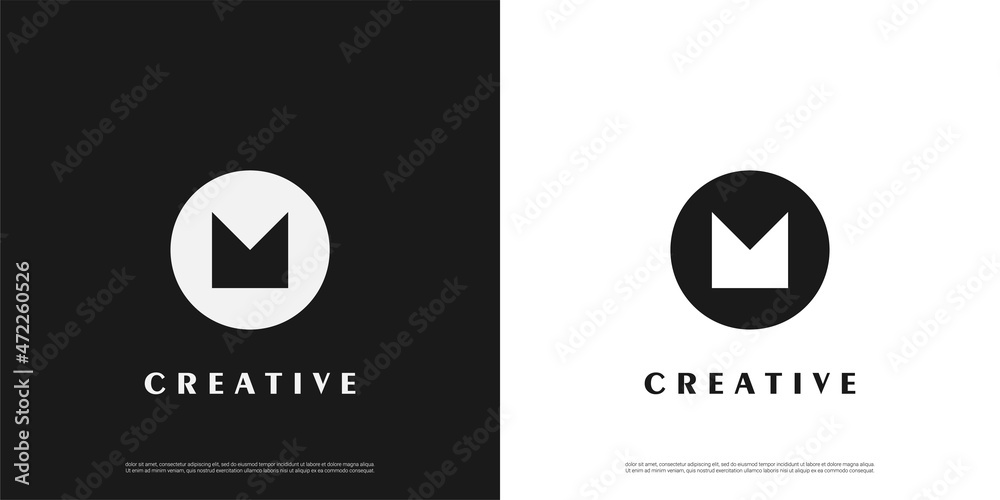 letter M logo negative space design, Minimalist M initial based vector ...