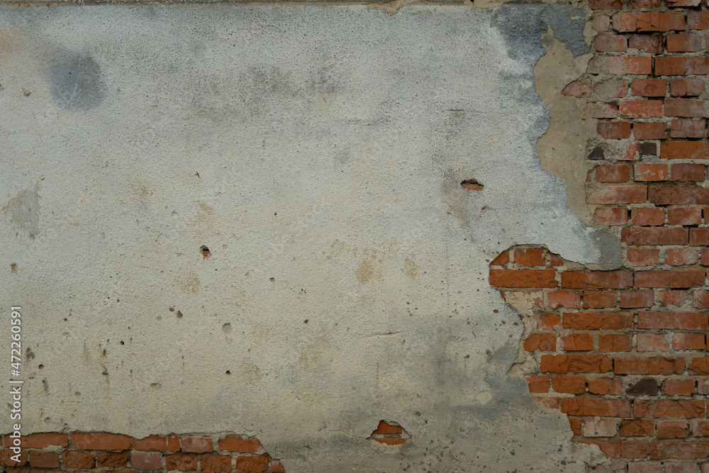 Texture of an old brick wall. Brick wall background with peeling ...