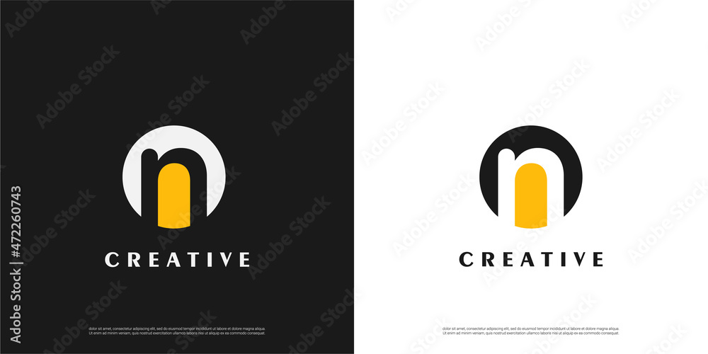 letter N logo negative space design, Minimalist N initial based vector ...