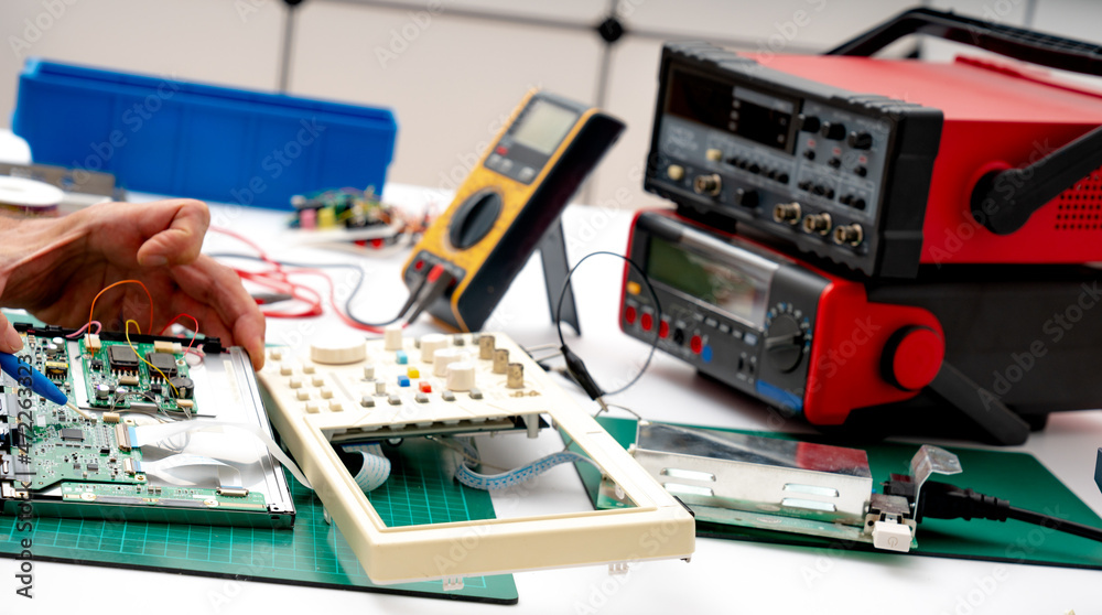 Repair of a medical measuring device in a laboratory Stock Photo ...