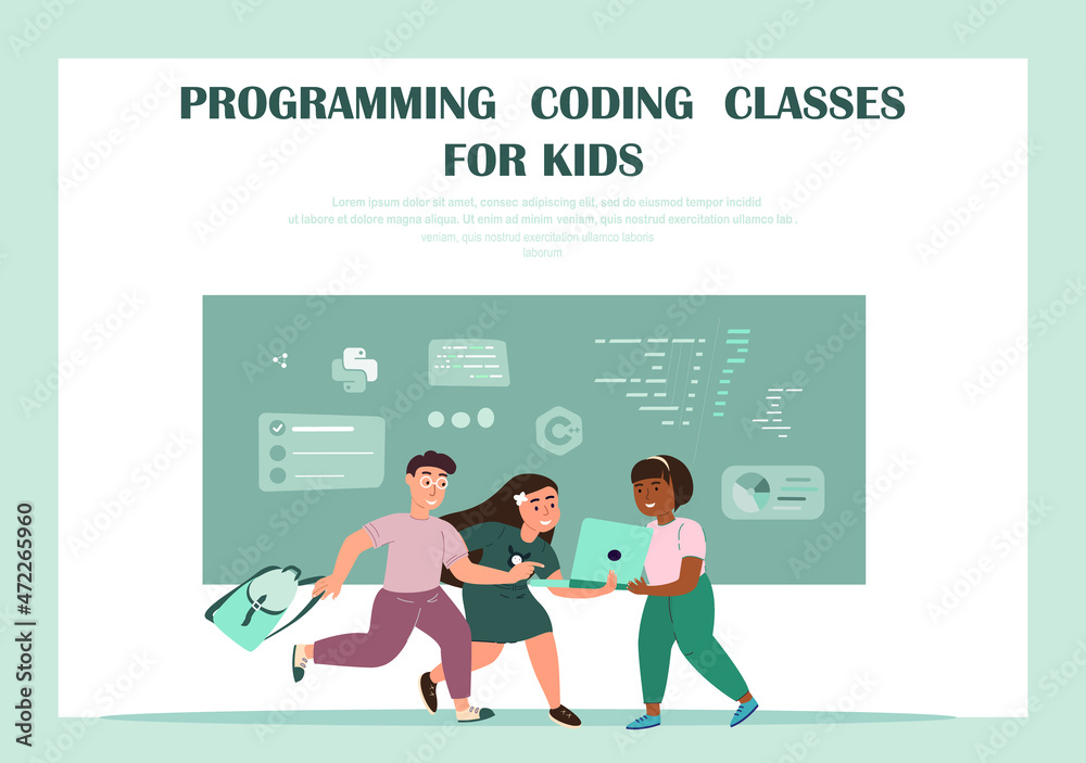 Teenage Girls and Boy have Prodigy Tech Class Together near Blackboard ...