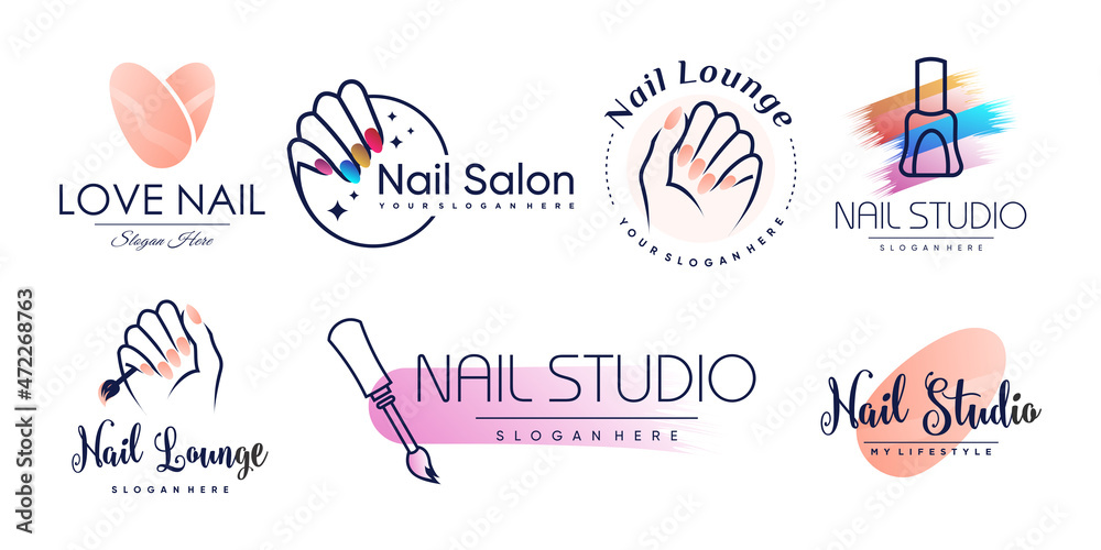 Nail logo collection with creative and unique element concept Premium ...