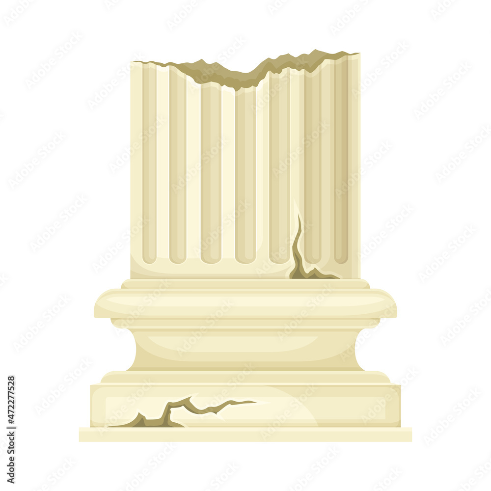 Broken marble pillar, ancient ruined column architectural element ...