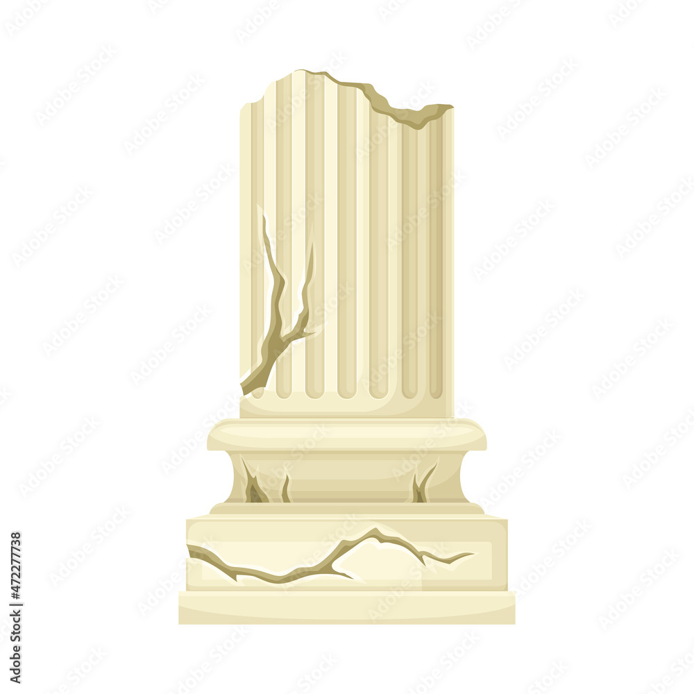 Antique broken marble pillar, stone column ruin architectural element ...