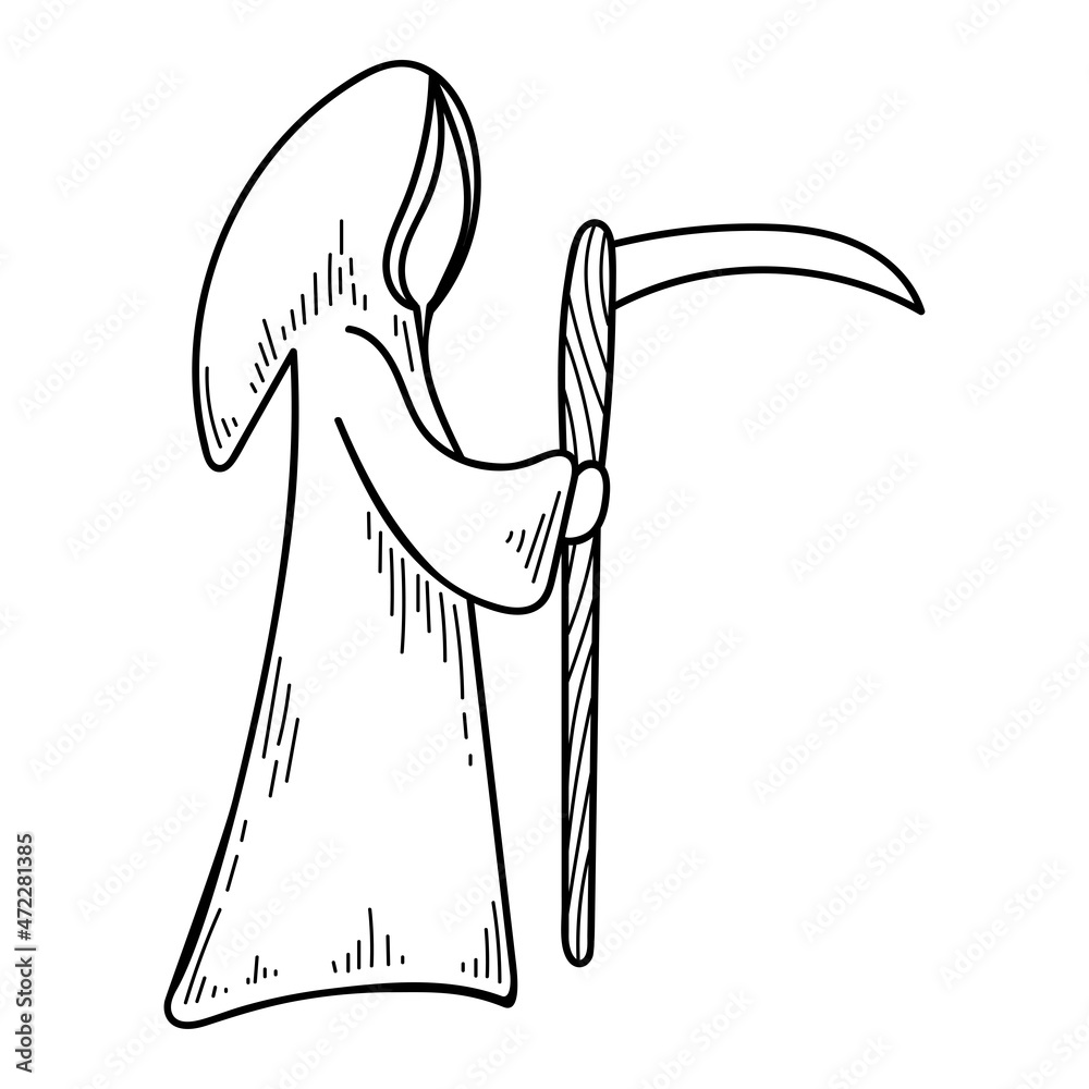 Scary death costume for Halloween. Doodle symbol of holiday horror ...