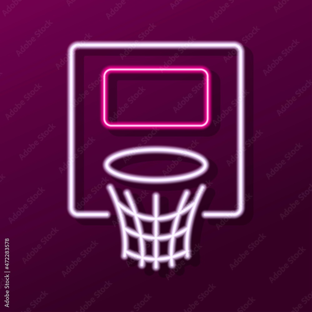 basketball hoop neon sign, modern glowing banner design, colorful ...