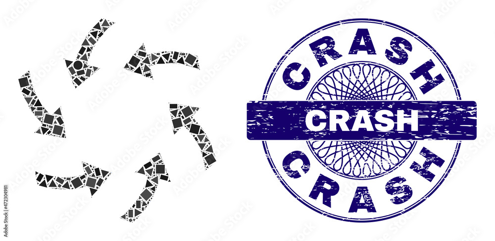 Vetor do Stock: Geometric mosaic swirl arrows, and Crash unclean stamp ...