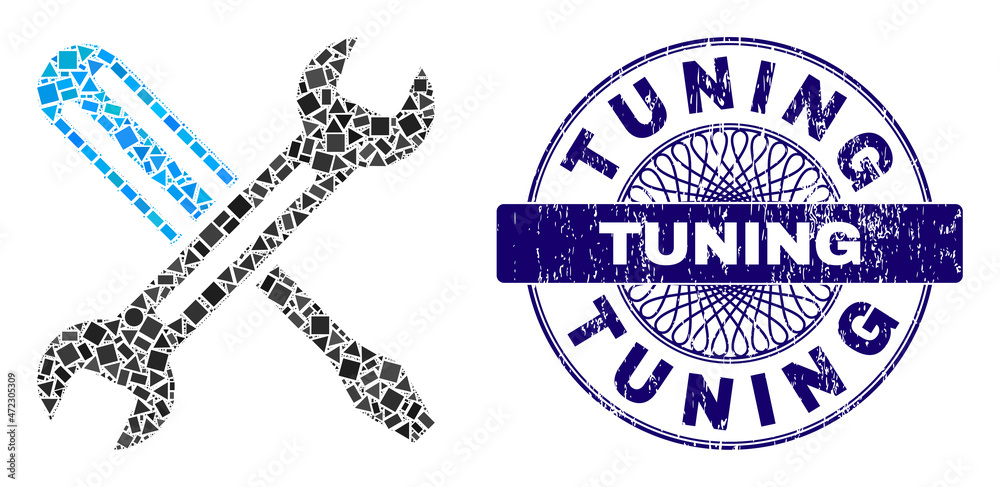 Vecteur Stock Geometric collage tuning, and Tuning scratched stamp seal ...