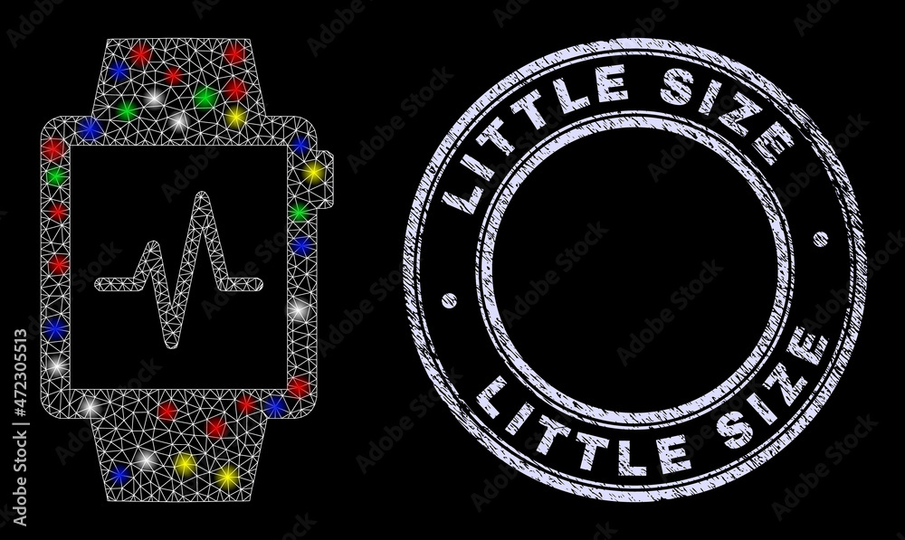 Vecteur Stock Glossy polygonal mesh net pulse tracker icon with glitter ...