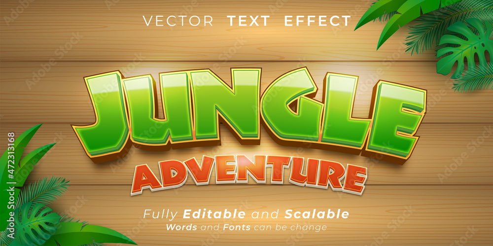 Jungle Text effect, Editable 3d text style Stock Vector | Adobe Stock