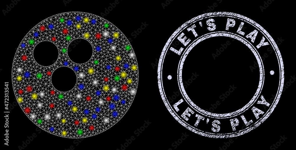 Glossy polygonal mesh web bowling ball icon with glitter effect on a ...