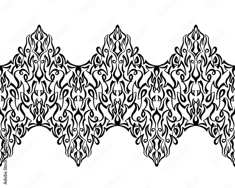 Monochrome patterns with a free hand.Horizontal zentangle ornament ...