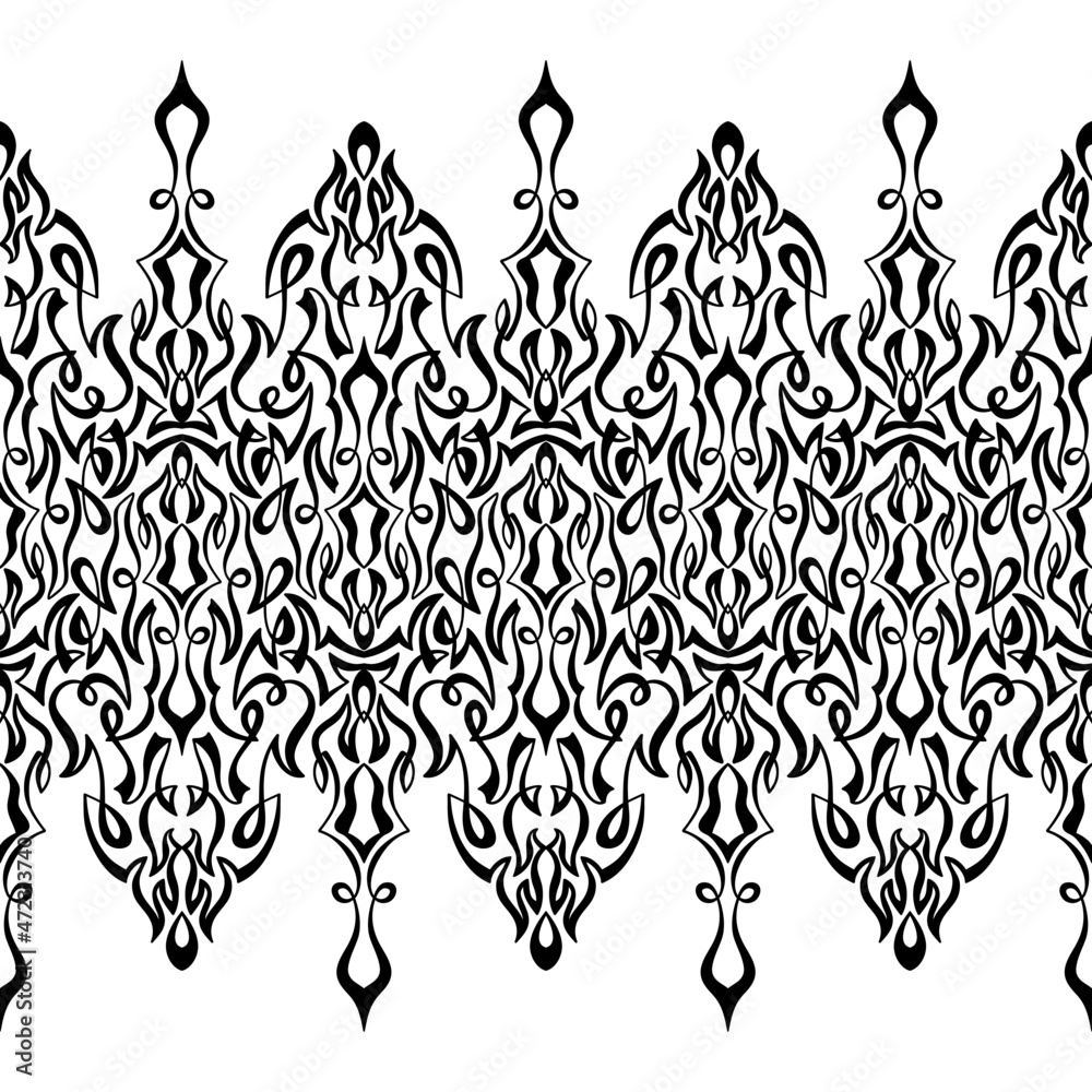 Monochrome patterns with a free hand.Horizontal zentangle ornament ...