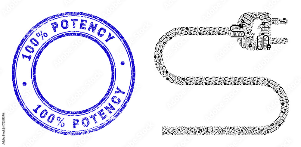 Vector electric cord icon collage is made of randomized self electric ...