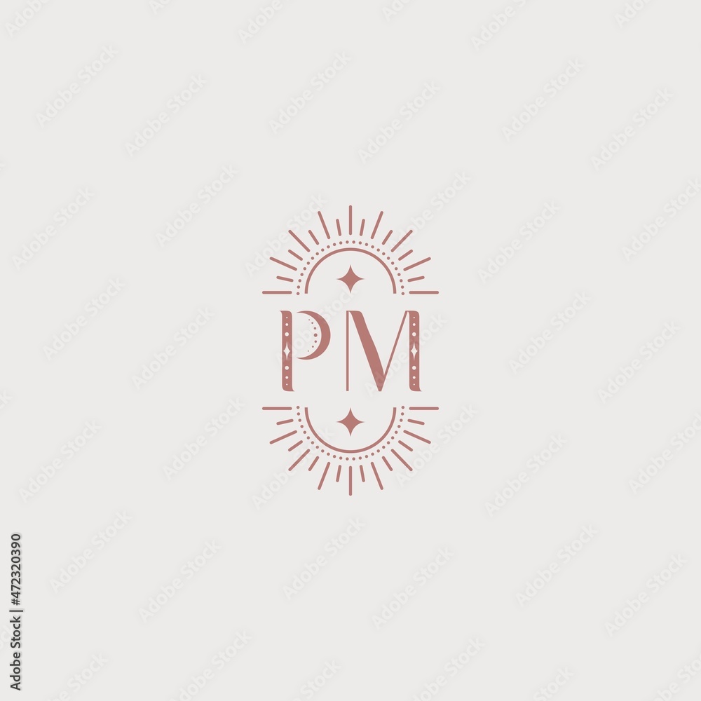 Vector minimalistic emblem with letters PM. Elegant modern logo for ...