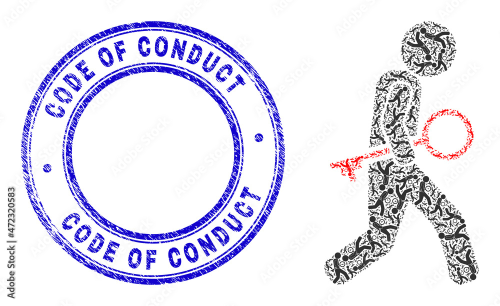 Vector key thief icon composition is formed with randomized self key ...