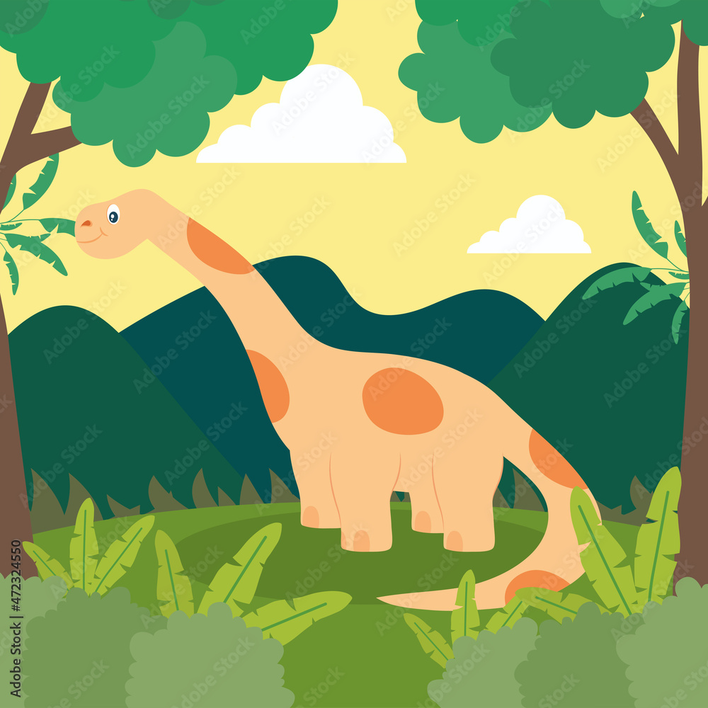 yellow brachiosaurus poster Stock Vector | Adobe Stock