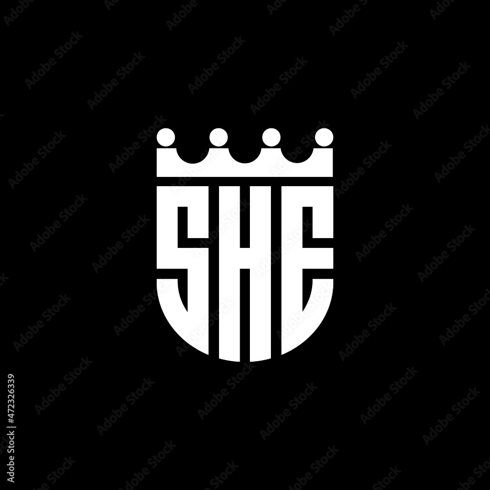 SHE letter logo design with black background in illustrator, vector ...