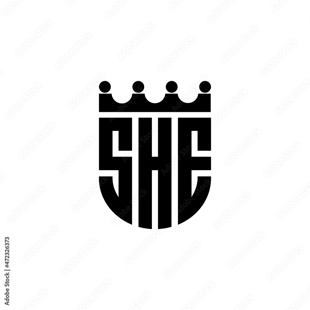 SHE letter logo design with white background in illustrator, vector ...