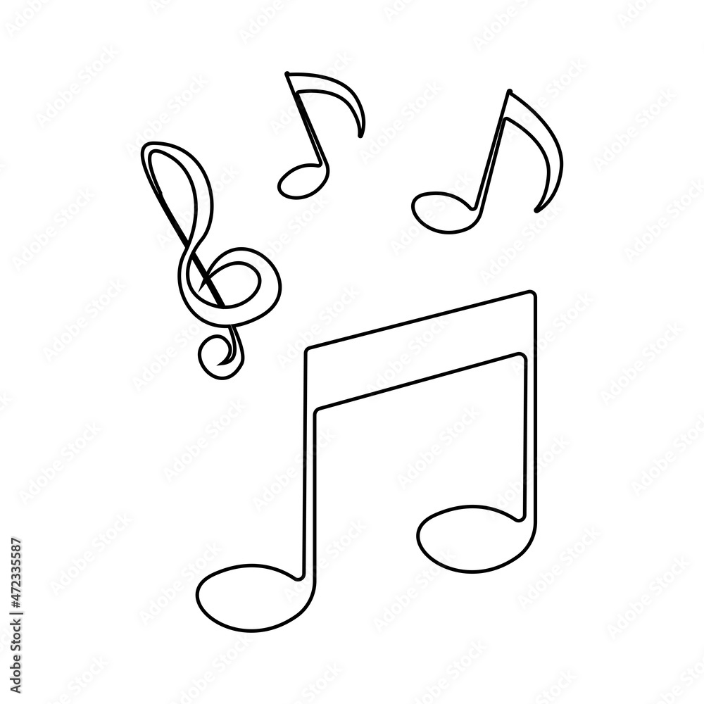 Music Note Line Icon Stock Vector | Adobe Stock