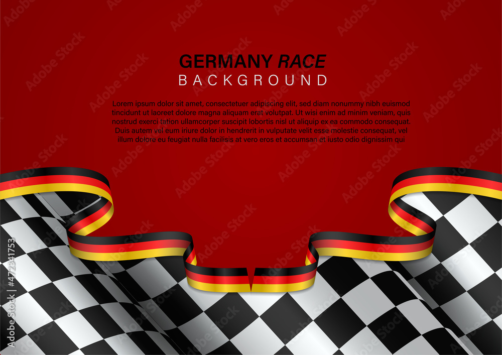 racing flag with Germany flag color ribbon, Vector Illustration Stock ...