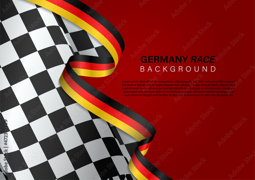 racing flag with Germany flag color ribbon, Vector Illustration Stock ...