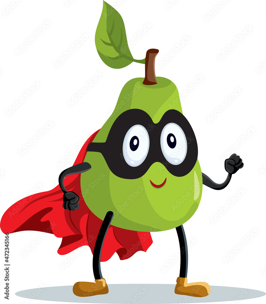 Strong Superhero Pear Fruit Vector Cartoon Character Stock Vector ...