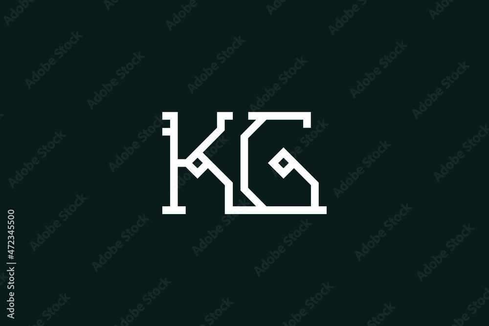 special unique initial KG logo and GK logo design. KG letter minimal ...