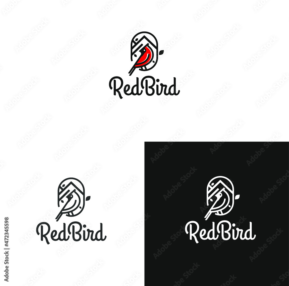 Cardinal bird logo; Red bird logo, vector illustration of animal shapes ...