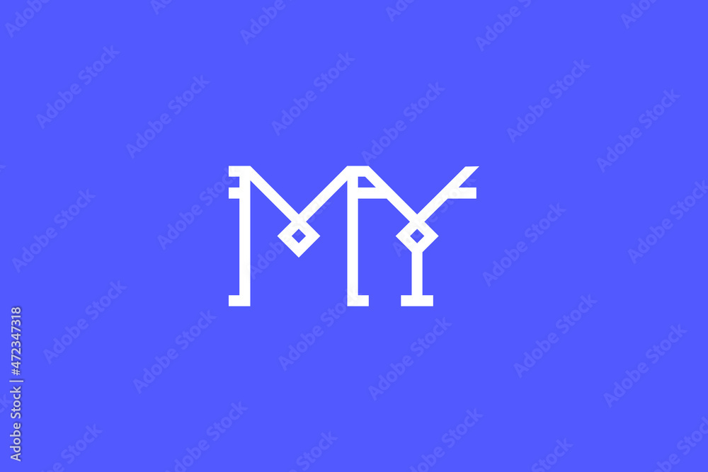 special unique initial MY logo and YM logo design. MY letter minimal ...