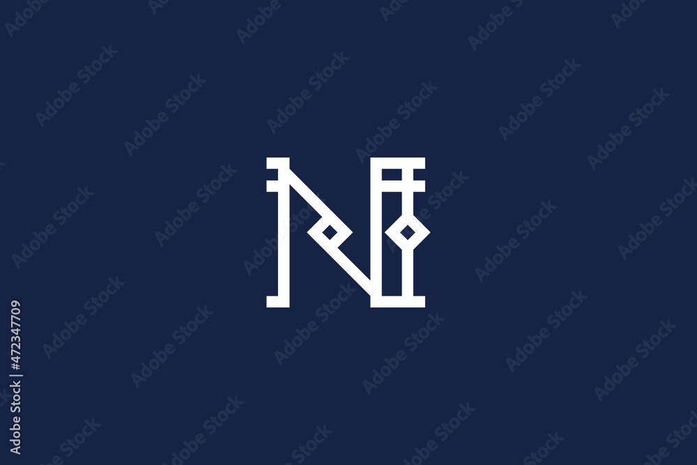 special unique initial NI logo and IN logo design. NI letter minimal ...