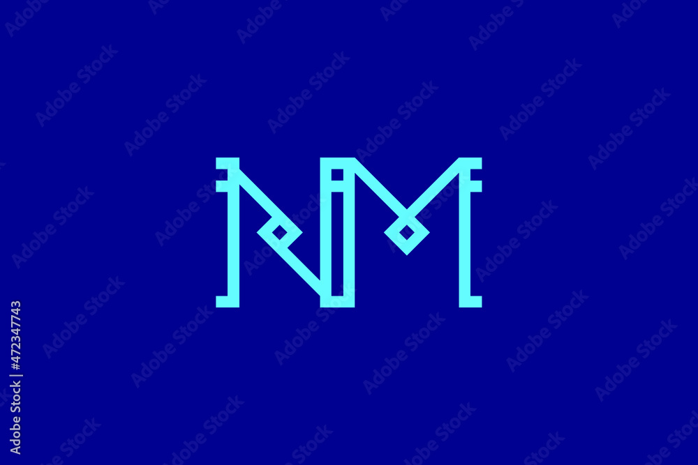 special unique initial NM logo and MN logo design. NM letter minimal ...