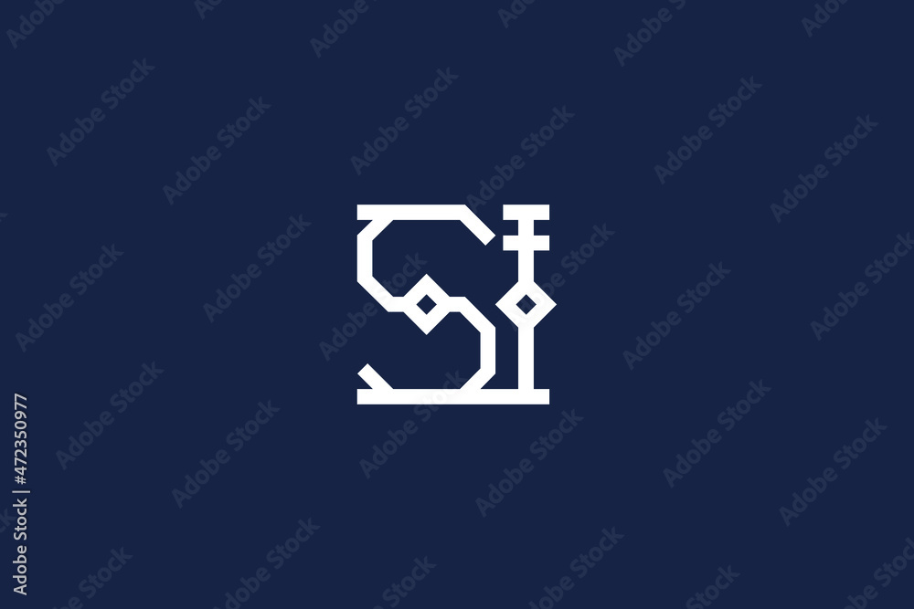 special unique initial SI logo and IS logo design. SI letter minimal ...