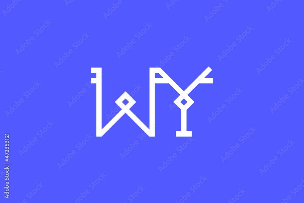 special unique initial WY logo and YW logo design. WY letter minimal ...