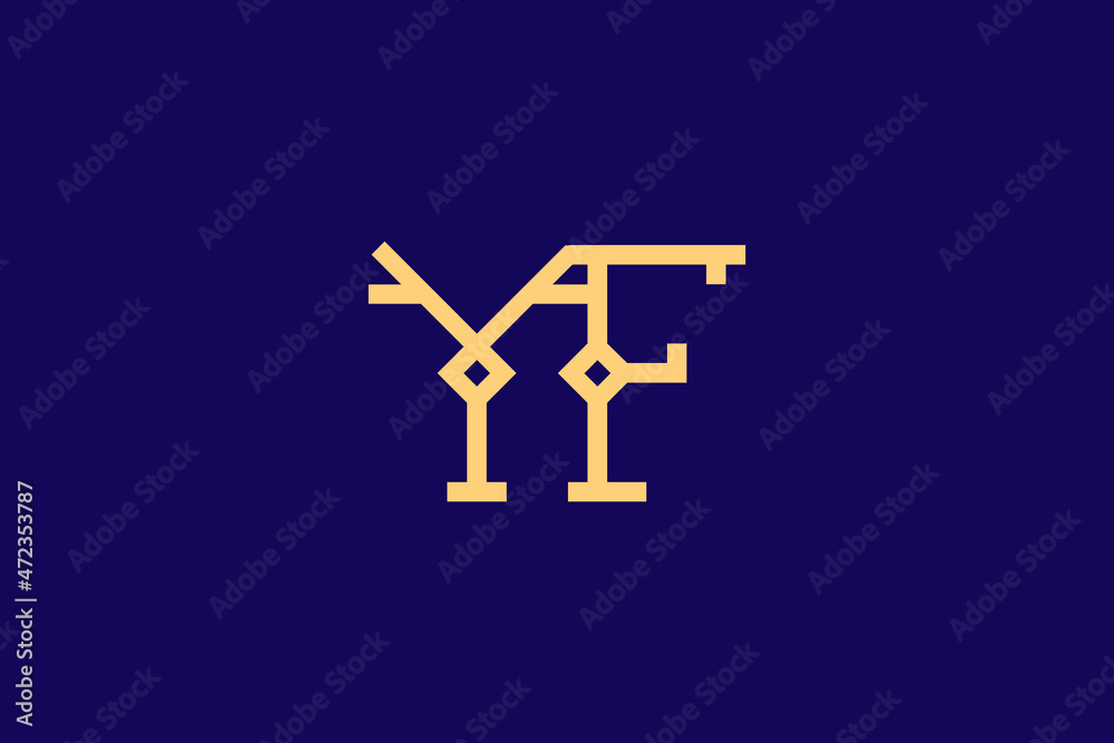 special unique initial YF logo and FY logo design. YF letter minimal ...