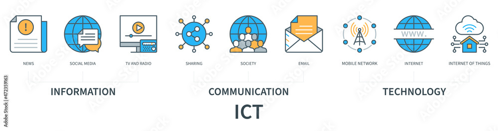 Information Communication Technology infographics Stock Vector | Adobe ...