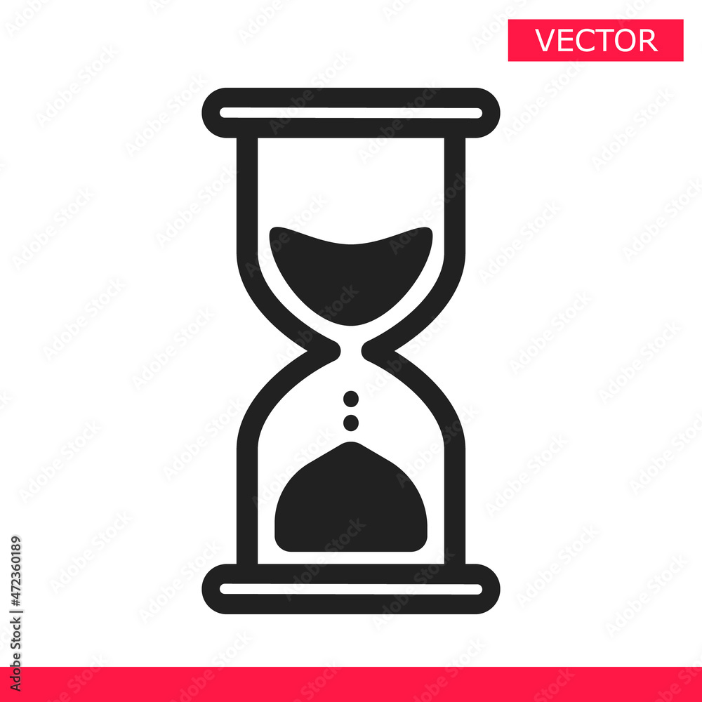 Black hourglass loading clock cursor icon sign graphic element flat ...