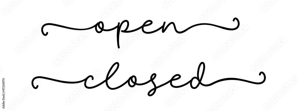 OPEN and CLOSED sign board. Vector illustration. Business open, closed ...