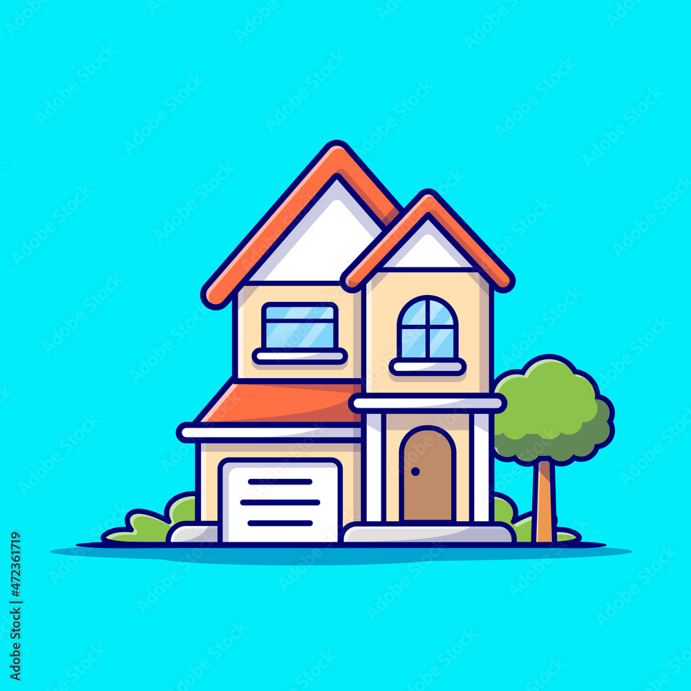House Building Cartoon Vector Icon Illustration. Outdoor Building Icon ...