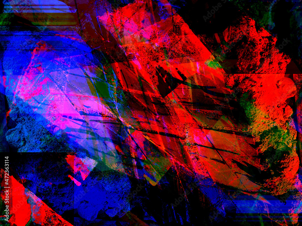 Abstract background in red, green and blue, with a spectacular rhythm ...