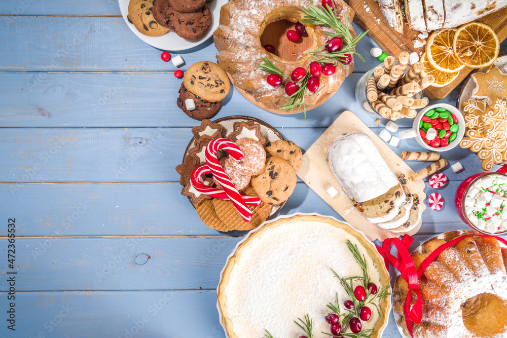 Assortment Christmas homemade baking sweet. Set of various traditional ...