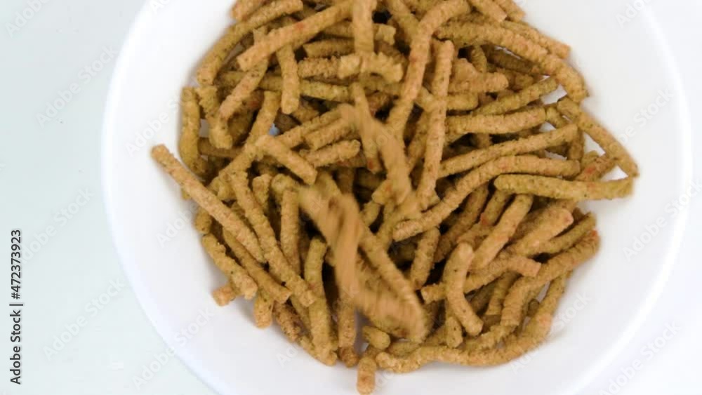 Close up of maruku falling or drop on top of each other in slow motion ...