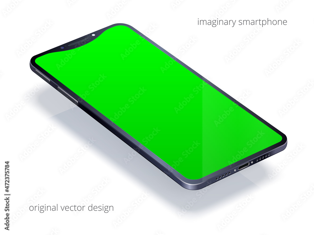 Imaginary mobile phone with a green screen. Chroma key for animated and ...